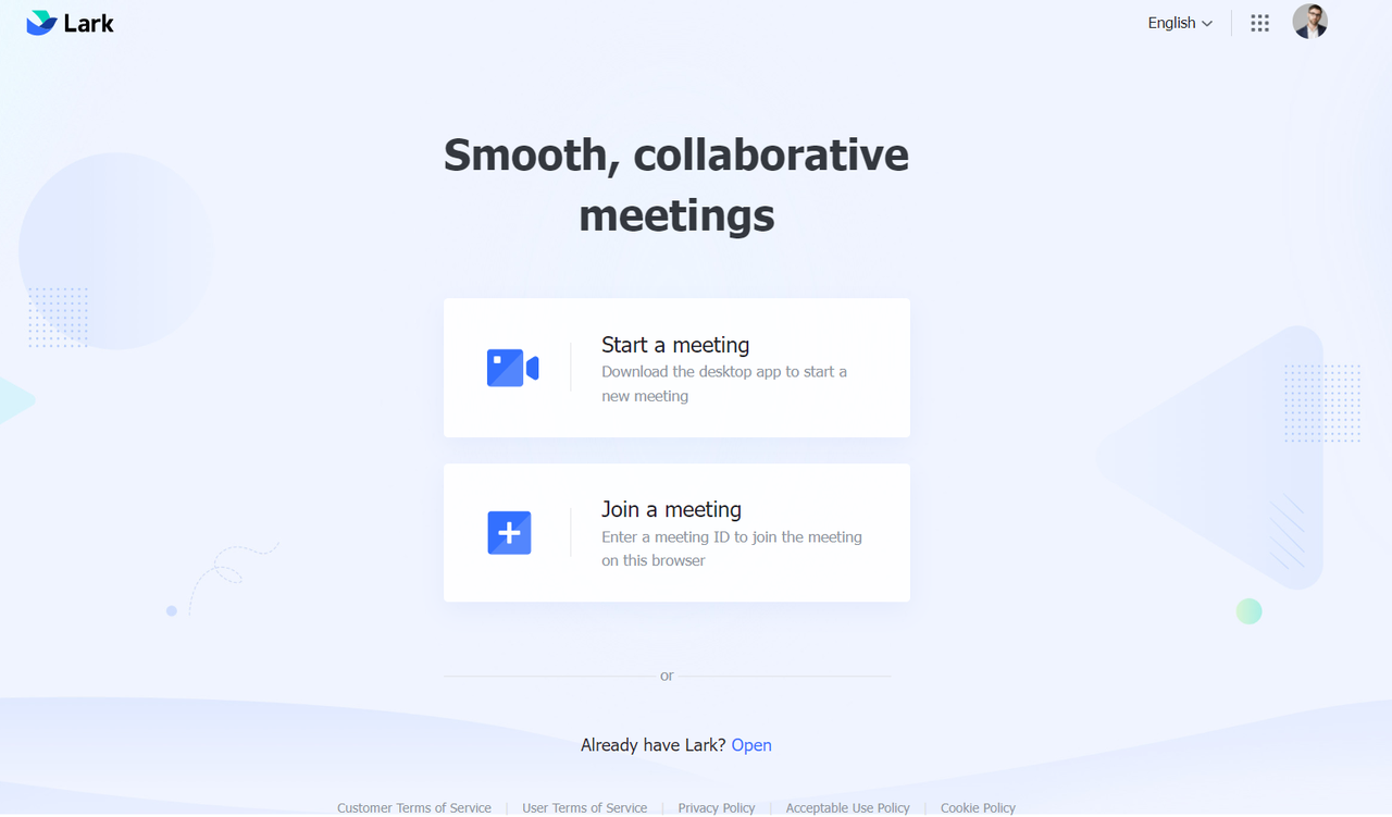 Tham gia cuộc họp video bằng Lark web
